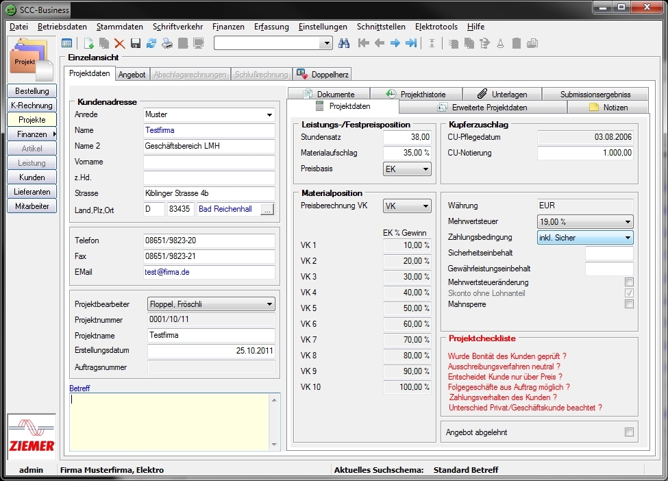 SCC-BUSINESS Handwerksprogramm Projektbearbeitung | ZIEMER GmbH